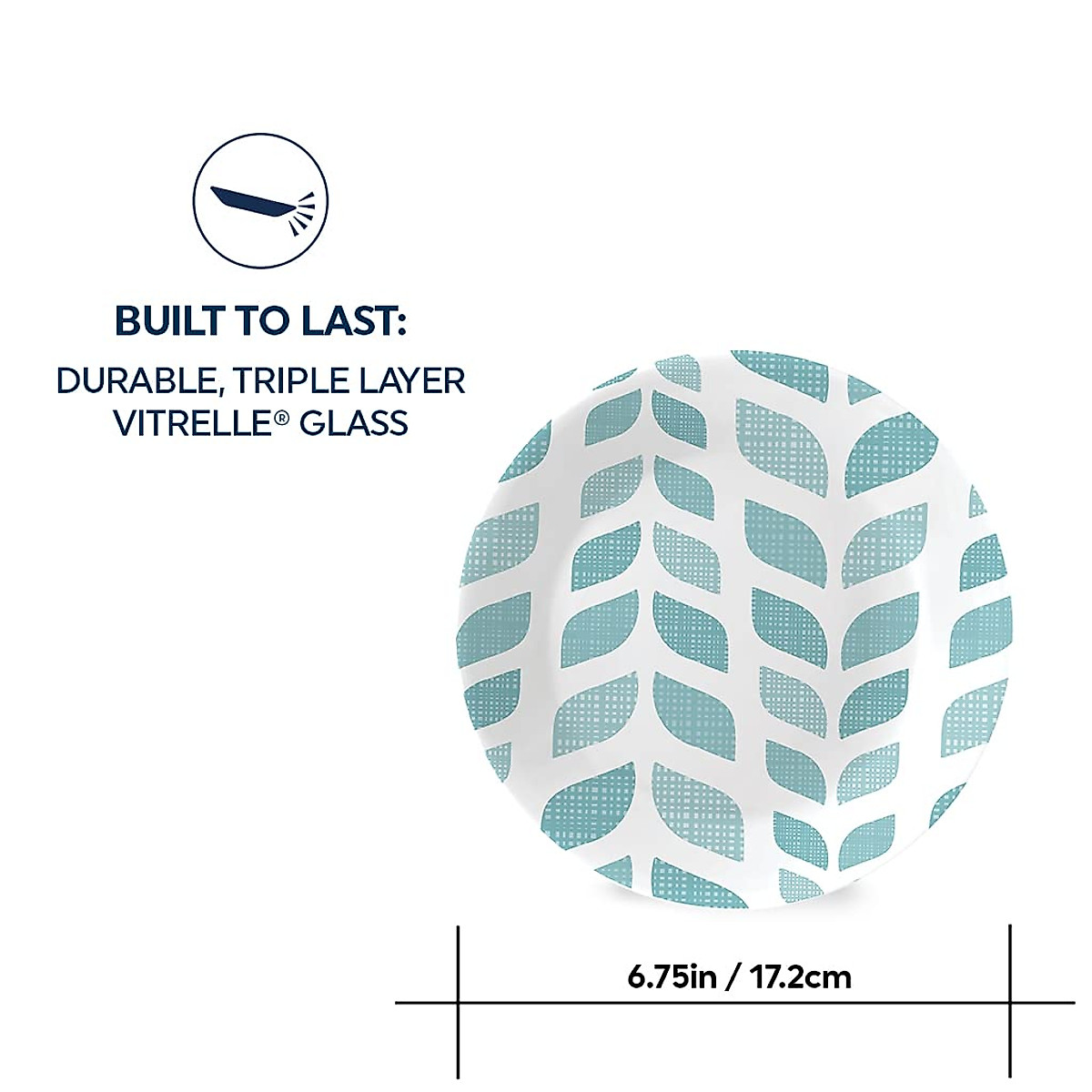 Corelle Global Collection Vitrelle 6-Piece Appetizer Plates Set, Triple Layer Glass and Eco-Friendly, 6-3/4-Inch Lightweight Round Plates, Northern Pines