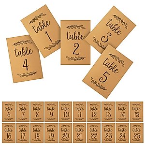 25pcs Wedding Table Numbers 1-25, 4x6 Inch Cardstock Table Numbers Double-Sided Table Signs for Wedding Reception Table Place Cards for Party Bridal Shower Anniversary Celebrations