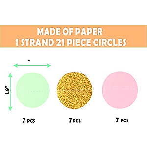 Pink Green White Happy Birthday Wall Banner| Mint Gold Glitter Peach Cream Paper Bundle with Birthday Queen Sash and Tiara, Birthday Girl Headband, Accessories