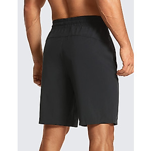 CRZ YOGA Men's Linerless Workout Shorts - 9'' Quick Dry Running Sports Athletic Gym Shorts with Pockets Black Large
