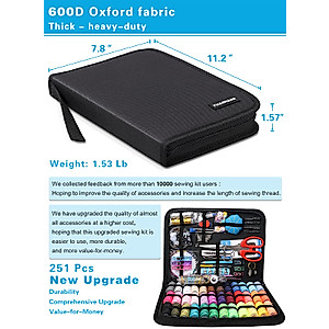 Large Sewing Kit for Adults: YUANHANG Newly Upgraded 251 Pcs Premium Sewing Supplies Set - Complete Sew Kit of Needle and Thread for Beginners - Travel Emergency - Basic Home Hand Sewing Repair Kits