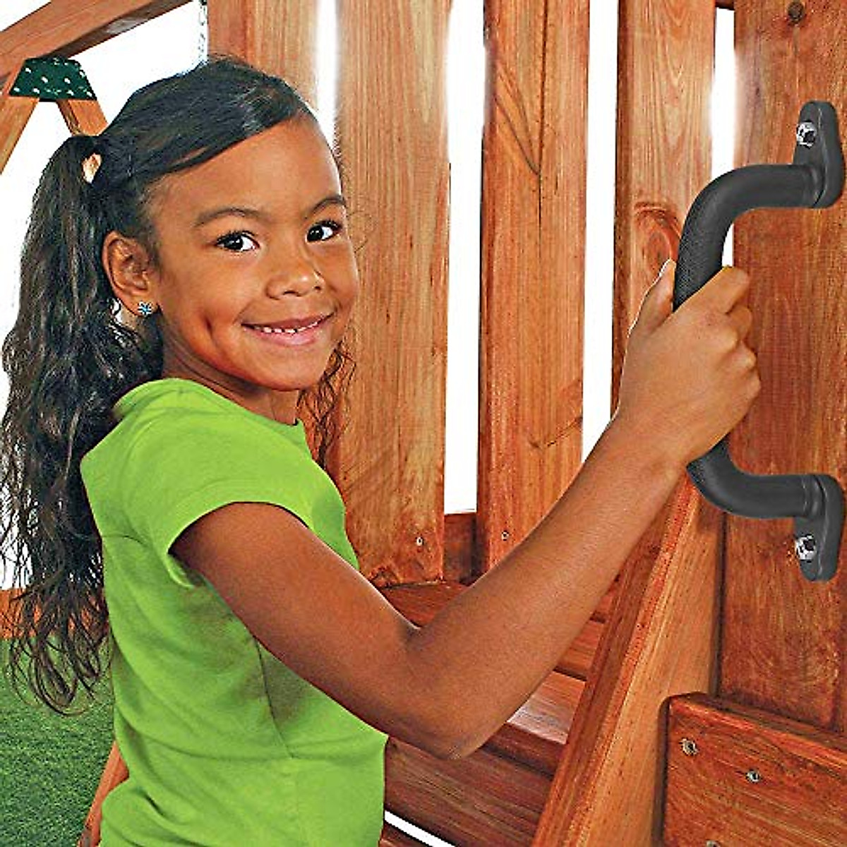 Playground Safety Handles ,Non-Slip Plastic Kids Playground Grab Handles, Hand Grip Bar for Playhouse,Treehouse, Climbing Frame, Jungle Gym,Swing Set Accessories Playset Handles, SELEWARE, 2 Pack