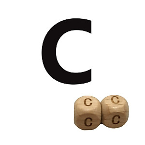 Arakierst 50pcs Wood Alphabet Letter Beads 12mm Square Beech Wooden Single Letter C Beads for Jewelry Making Name DIY Beading Necklace