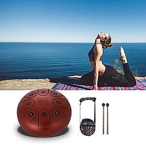 Btuty 5.5 Inch Mini 8-Tone Steel Tongue Drum C Key Percussion Instrument Hand Pan Drum with Drum Mallets Carry Bag