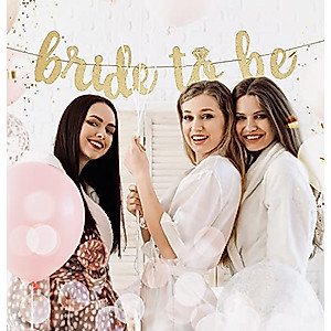 CC Party Co. Bride to Be Gold Glitter Banner with Diamond Ring Detail | bachelorette party | bridal shower | engagement party | wedding shower | hen party | decorative sign