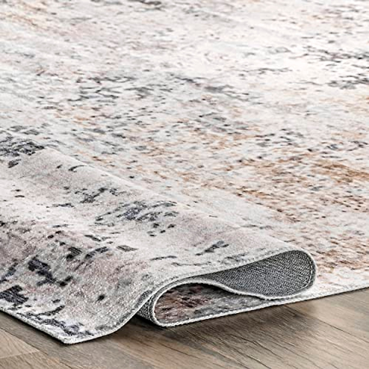nuLOOM Danae Abstract Machine Washable Area Rug, 8' x 10', Ivory