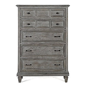 BOWERY HILL Modern Wood 5 Drawer Chest in Dovetail Gray Finish