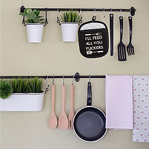 ZJXHPO BBQ Grill Pot Holder I’ll Feed All You Fuckers Oven Mitts Gift Cooking Baking Hot Pot Holders Grilling Potholders Baker Hot Pads Pocket (All You Fuckers)