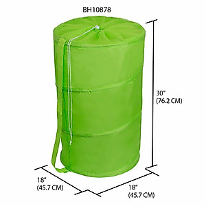 Laundry Basket Pop Up Barrel Hamper Collapsible Breathable Mesh Bag Solid Color - Lime