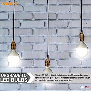 Sunlite G16.5 Light Bulb LED, 7 Watts (60W Equiv.), 500 Lumens, Dimmable, Type G Globe Shape E12 Candelabra Base, Short Bulbs, Vanity Mirror Bulbs, Energy Star, 2700K Soft White, Frosted, 6 Count