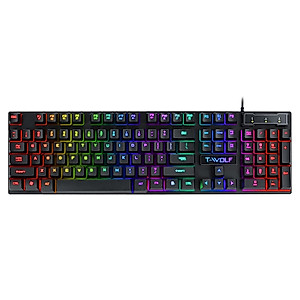 MatureGirl Wired Gaming Keyboard,Portable USB RGB Backlight Full Size Standard Keyboard and Ergonomic for Windows, Computers, PCs, and Notebooks (Black)
