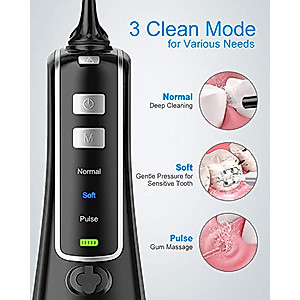 Nicefeel Cordless and Rechargeable Water Flosser - 300ML Water Tank Oral Irrigator, 4 Jet Tips, 3 Pressure Modes - IPX7 Waterproof and Travel Friendly for Dental Care