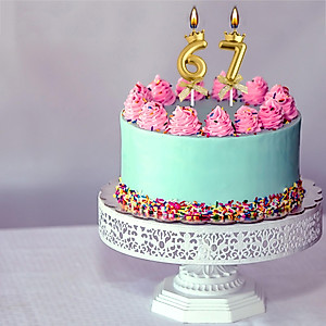 VSHILI 67th 76th Birthday Candles, Gold 76 67 Year Old Number Birthday Candles, Happy Birthday Party Cake Topper Decoration Gifts for Women Men