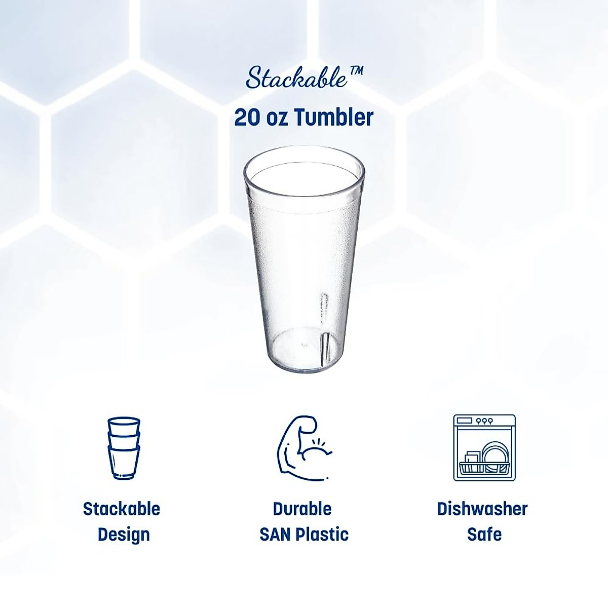 CFS Stackable Plastic Tumbler, 20 Ounce, Clear (Pack of 72)