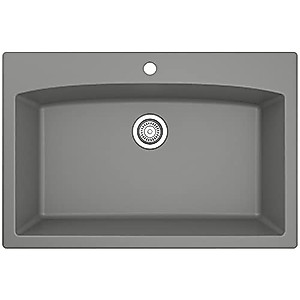 Karran QT-712 Drop-In Quartz Composite 33 in. 1-Hole Single Bowl Kitchen Sink in White