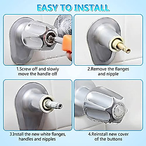 Enhon Faucet Repair Kit Compatible with Price Verve 3 Handle Tub Shower Faucet, 3-Handle Shower Hot/Cold/Diverter Knob Replacement for Remodeling Trim (Chrome)