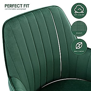 ceedment Modern Living Dining Room Accent Arm Chairs Club Guest with Gold Metal Legs (2, Green)