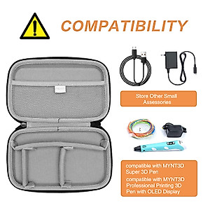 MOSISO EVA Hard Travel Carrying Case Compatible with MYNT3D Super 3D Pen, Compatible with MYNT3D Professional Printing 3D Pen with OLED Display, Portable Protective Storage Bag with hand strap, Black