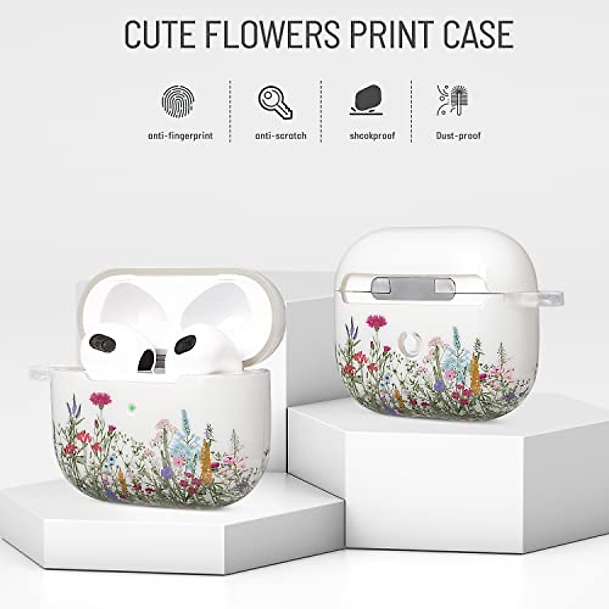 Airpods 3 Case Yellow Flowers, AirPods 3rd Generation Case 2021 for Women Girls Protective Hard Airpod Case Cover for Apple AirPods 3 with Keychain Compatible with Wireless Charging