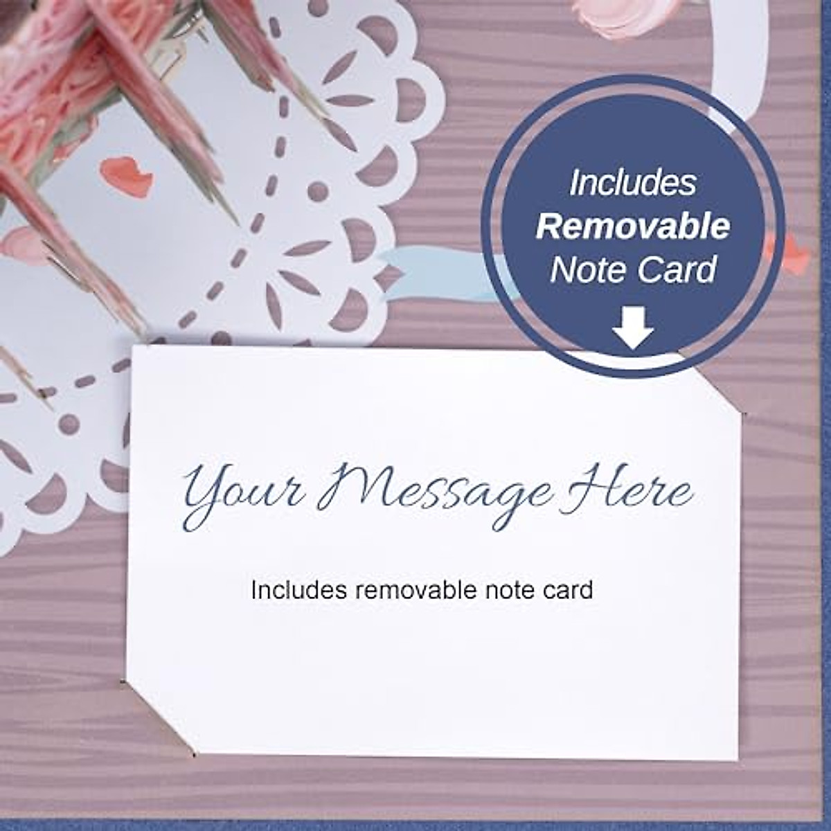 Paper Love 3D Pink Roses Pop Up Card, 5" x 7" Cover - Includes Envelope and Note Card