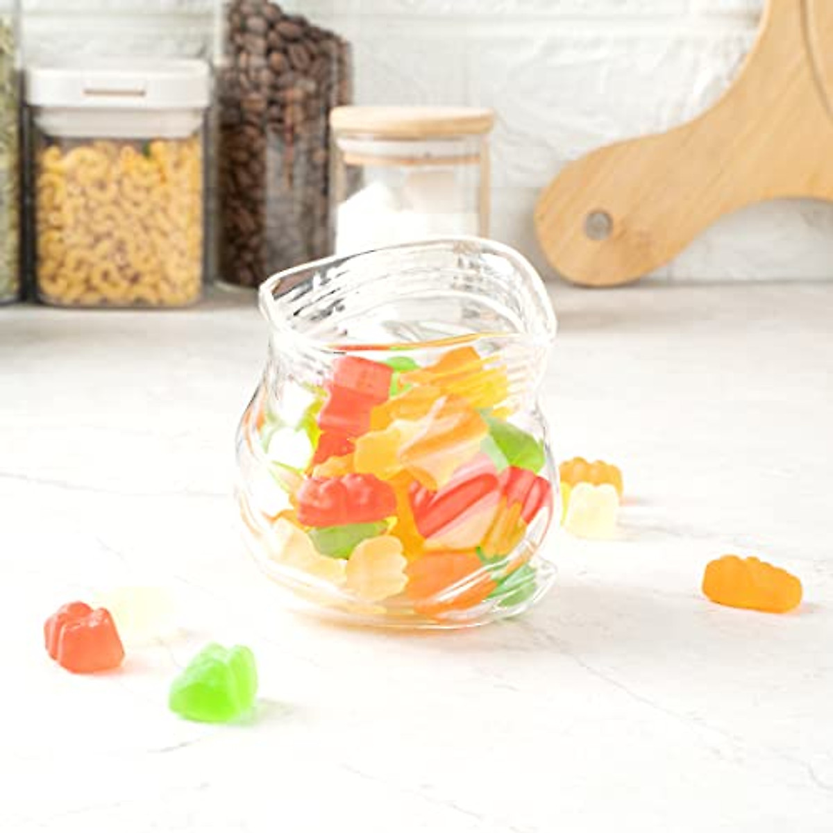 8 Ounce Glass Zipper Bag, 1 Small Glass Bag - Realistic Crinkled Edges, Serve Candy, Popcorn, or Nuts, Clear Glass Bag Bowl, Dishwashable, Flat Base - Restaurantware.