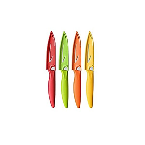 VITUER Paring knife, 8PCS Paring knives (4 Knives and 4 Knife cover), 4 Inch Peeling Knife, Fruit and Vegetable Knife, Ultra Sharp Kitchen Knives, German Steel, PP Plastic Handle