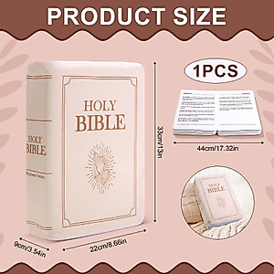 lasuroa Bible Pillow, 13x8.66x3.54 Inch Velvet Book Shape Pillow Plush That Opens Scripture Khaki Holy Bible Pillow Cozy Faith Bible Gift for Women Men