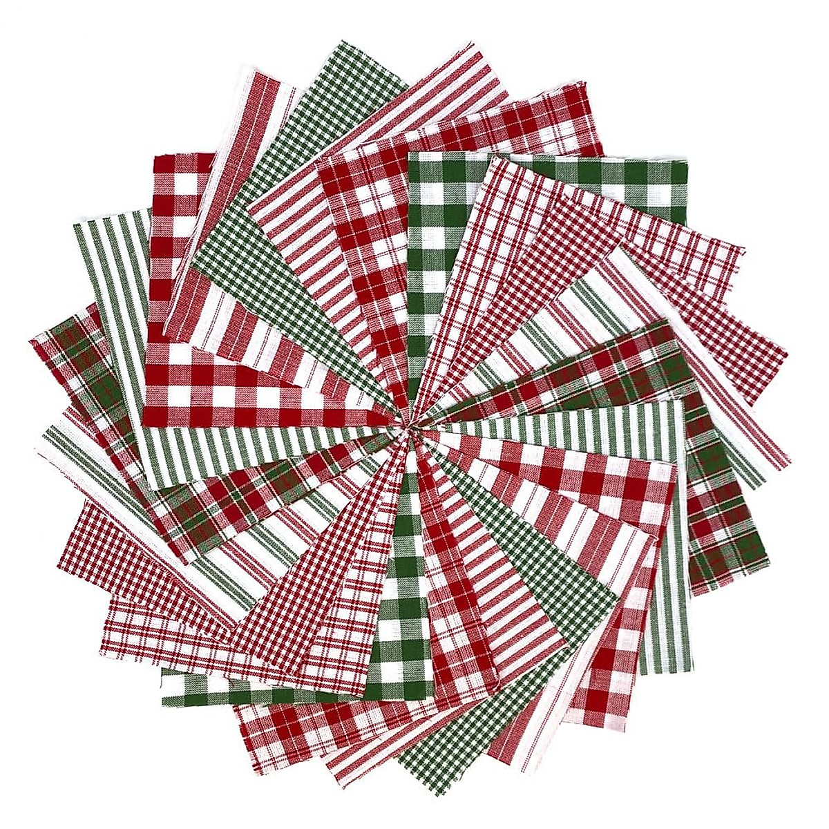 40+ Merry Christmas Charm Pack Red Green White, 5 inch Precut Cotton Homespun Fabric Squares by JCS
