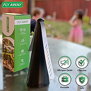 Fly Away - 2 Pack Outdoor Fly Repellent Fan, Outside or Inside Table use, Restaurant, Barbeque, Events, Deter Flies, Wasps, Bees, Other Moscas and Bugs Away, Battery Operated, Tabletop, Hanging Hook.