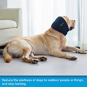 Dog Hoodie, Soft Snoods for Dogs, Breathable Dog Head Wrap Ear Cover for Anxiety Relief and Calming, Ear Wraps for Dogs Reduce Anxiety Thunder (Dark Blue, M)