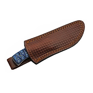 Blue Lake Ripple Damascus Steel Blade | Wood Handle 8 inch EDC Hunting Knife