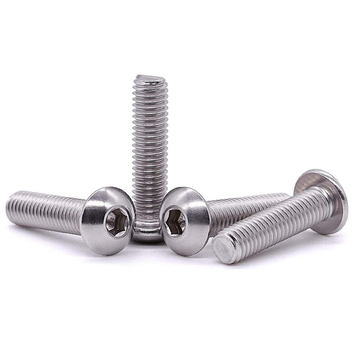 #10-32 x 3/4" (50 PCS) Button Head Socket Cap Bolts Screws, 304 Stainless Steel 18-8, Allen Hex Drive, Full Thread