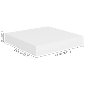 CHARMMA Wall Mounted Floating Shelves, Wide Display Ledges,Wall Mounted Display Shelf,Wall Book Shelves for Bedroom,Floating Wall Shelves,High Gloss White,9.1"x9.3"x1.5" MDF