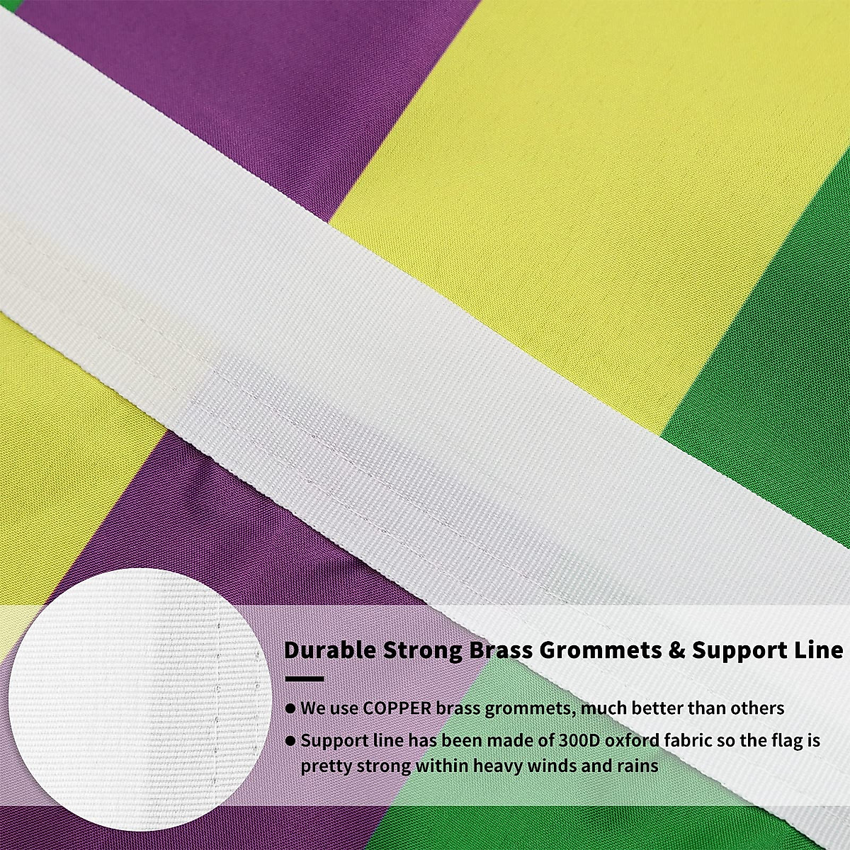 Probsin Mardi Gras Flag 3x5 Feet Decorations Double Printed New Orleans Holiday Masquerade Carnival Party Supplies Home Decor Hanging Purple Fleur De Lis Welcome Photo Backdrop with Brass Grommets