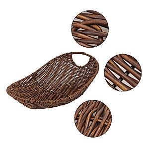 Uonlytech 2 pcs Imitation Rattan Woven Basket bread serving basket snacks container vegetables serving basket rattan baskets woven serving basket round pp wire material re-usable