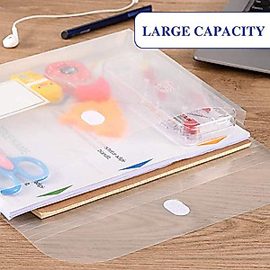 Sooez Expandable Clear Poly Binder Pocket, 10 Pack, Side Loading,Letter Size, Pocket Folders Poly Envelopes Clear Document Folders for 3 Ring Binder with Label Pocket for School Home Office