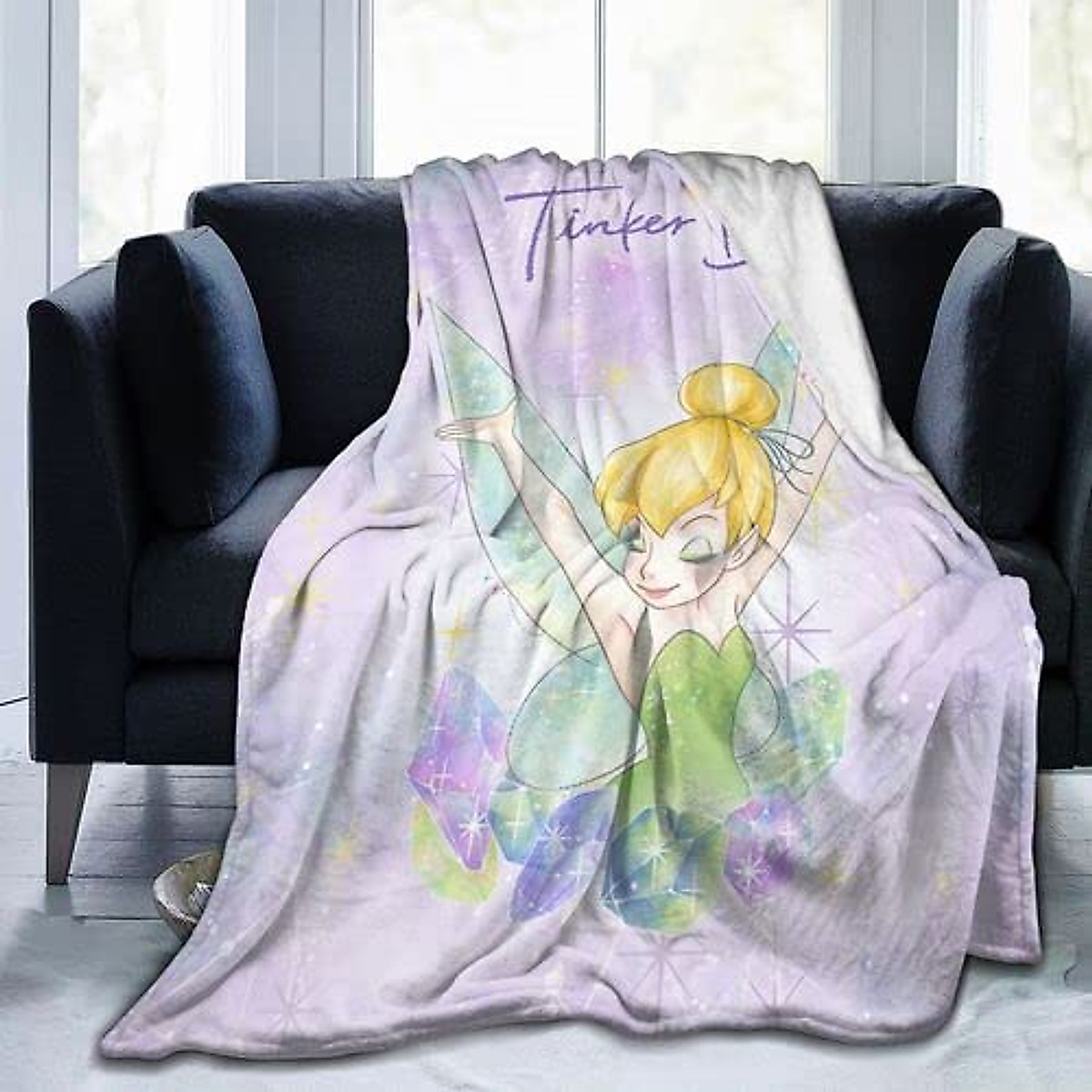 Cute Tin.ker Bell Throw Blankets Fleece Blanket Super Soft Plush Throw Blanket 60"X50" Cozy Fuzzy Bed Blankets Microfiber Flannel Blankets for Couch, Bed, Sofa