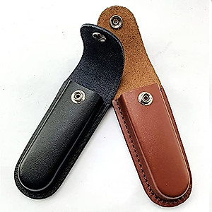 Multitool Sheath, Leather Knife Sheath Holster with Belt Loop, Tactical Knife Pouch Fit 5" Folding Knife, Pocket Knife Holder for Belt, Scabbard Pouch Bag for Swiss Army Knife Trapper Knife (Brown)