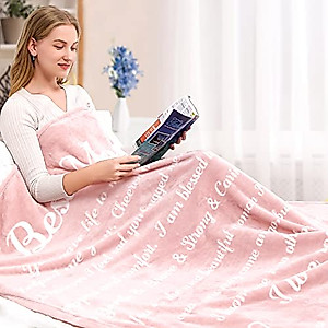 Aiideals Gifts for Mom, Birthday Gifts for Women, Mom Birthday Gifts from Daughter or Son, I Love You Mother Gift Blanket for Valentines Day, for Mom, 65x55 inch, Blush