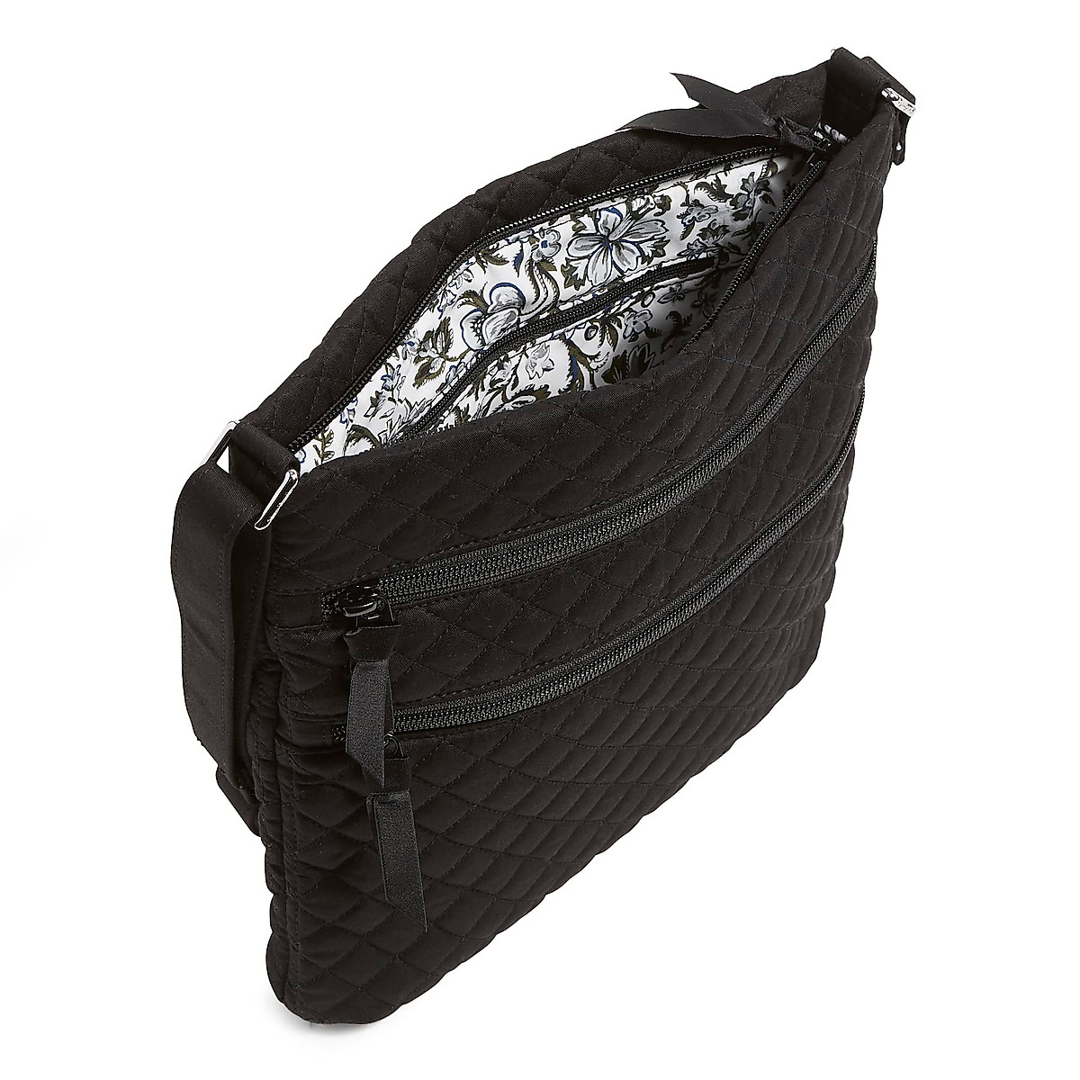 Vera Bradley Women's Cotton Triple Zip Hipster Crossbody Purse, True Black, One Size