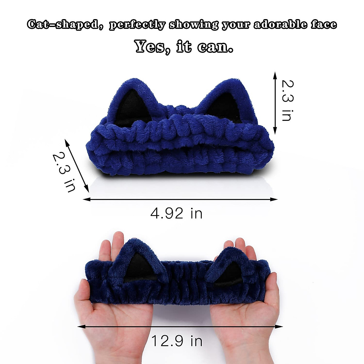 Hofar Cat Face Wash Headband Hairband with Cat Ears Coral Fleece Cartoon Cute Creative Hair Accessories