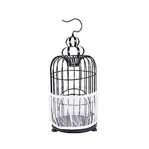 TIANRUOXIAOKE Universal Bird Cage Seed Catcher Seeds Guard Parrot Mesh Net Cover Stretchy Shell Skirt Traps Cage Basket Soft Airy Parrot Cage Skirt (M, White)