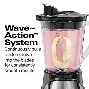 Hamilton Beach Power Elite Blender with 40oz Glass Jar and 3-Cup Vegetable Chopper, 12 Functions for Puree, Ice Crush, Shakes and Smoothies, Black and Stainless Steel (58149)