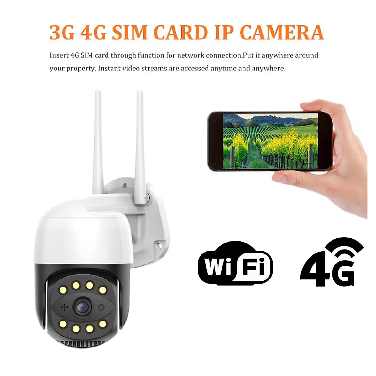 SECUEYE 1080P Security Camera 4G LTE WiFi RJ45 Pan/Tilt/Zoom Human Detection Color Night Automatic Tracking 24/7 Recording IP65 Waterproof