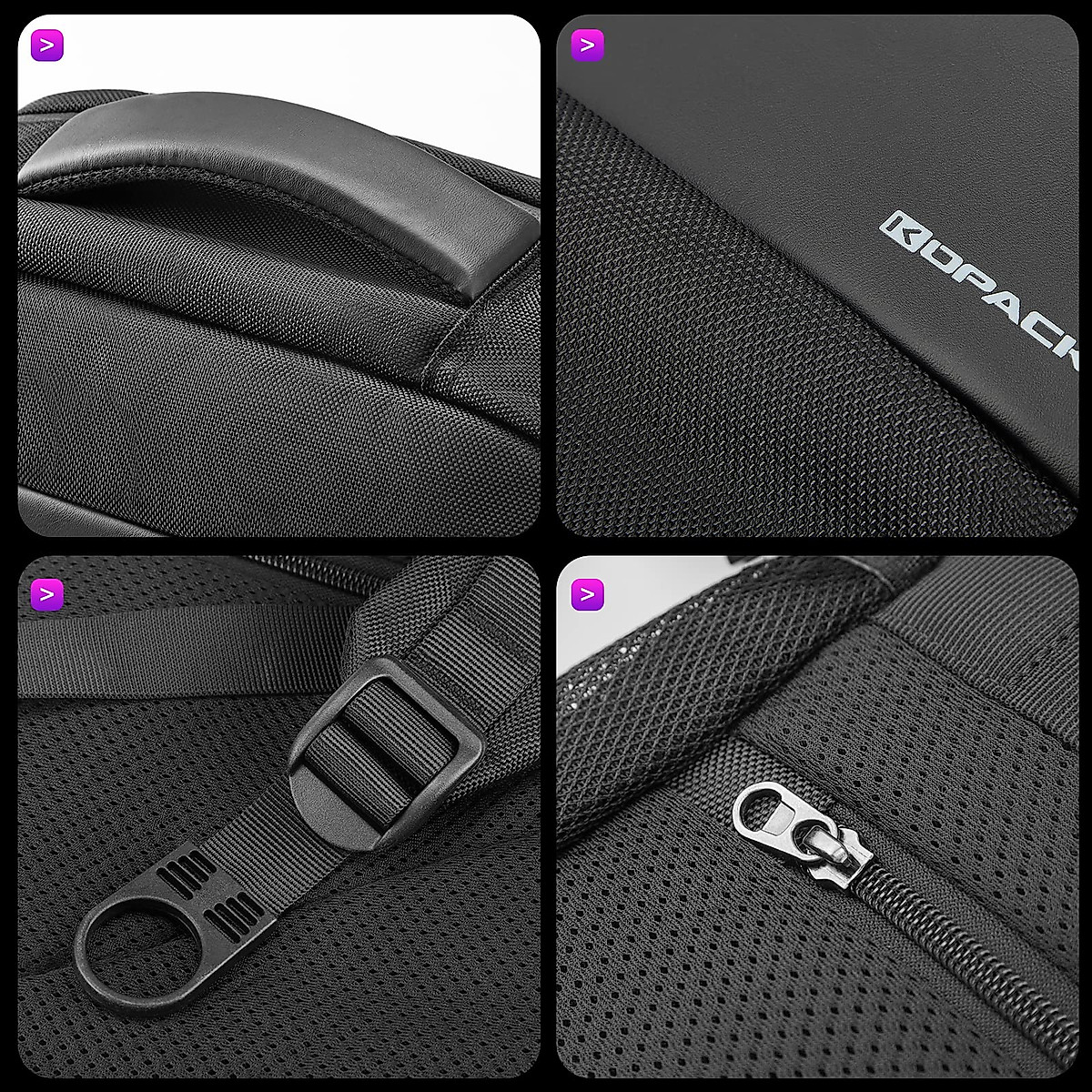 kopack Laptop Backpack,17 IN Waterproof Zipper Laptop Backpack for Men ,Business Computer Backpack With USB Port , Travel Backpack/College Backpack Black