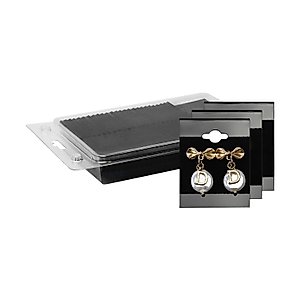 MOOCA 100 pieces of 1.5 x 2-inch plain black velvet hanging earring cards serve as earring holders and display cards for ear studs, hooks, clip earrings, and more. Made of plastic, designed to showcas