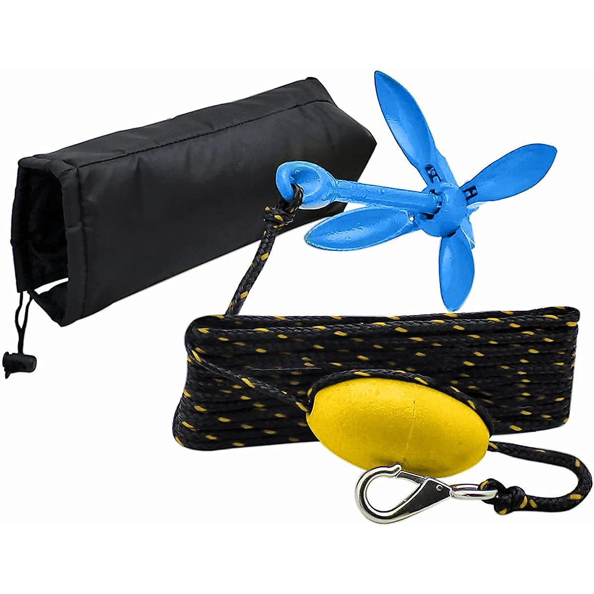 XIALUO Marine Kayak Anchor Kits 3.5 lb Folding Anchor Accessories with 30 ft Rope for Fishing Kayaks, Canoe, Jet Ski, SUP Paddle Board and Small Boats