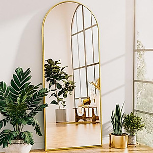 Antok Arched Full Length Mirror, 58"x18" Arched Floor Mirror, Glassless Mirror Full Length with Stand, Floor Mirror Freestanding, Wall Mounted Mirror for Bedroom Living Room, Gold