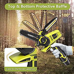 SEYVUM Mini Chainsaw with 2 Batteries 2 Chains, Portable Electric Chainsaw Cordless Handheld Small Power Chain Saws with Security Lock, Hand Saw for Trees Trimming Branch Wood Cutting