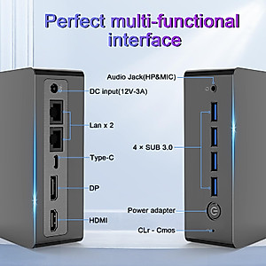 Dual LAN Mini PC, Win 11 Pro, 8GB RAM, 256GB SSD Storage Mini Desktop Computer Intel Celeron Processor N5105, Mini PC for Home/Office